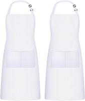 China Adjustable White Polyester Apron Sublimation With 2 Pockets Waterdrop Resistant Cooking Kitchen Aprons For BBQ Painting for sale