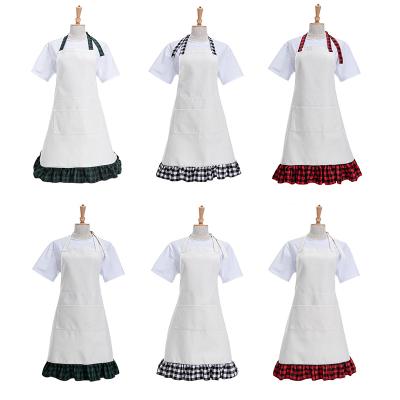 China Custom Linen Sublimation Apron Blanks With Pocket Adjustable Neck Strap Kitchen Cooking BBQ Work Apron for sale