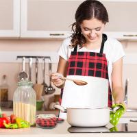 China Personalized Sublimation Blank Red Plaid Kitchen Apron For Woman and Man for sale