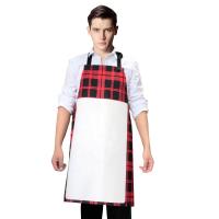 China Personalized Sublimation Blank Red Plaid Kitchen Apron For Woman and Man for sale