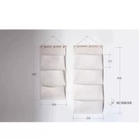 China Eco-Friendly Sublimation Cotton Linen Look Hanging Organiser With 3 Or 4 Pockets Diy Photo Printing Reusable Hanging Storage Bag For Home Wall Decor for sale
