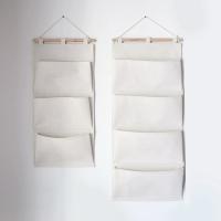 China Eco-Friendly Sublimation Cotton Linen Look Hanging Organiser With 3 Or 4 Pockets Diy Photo Printing Reusable Hanging Storage Bag For Home Wall Decor for sale