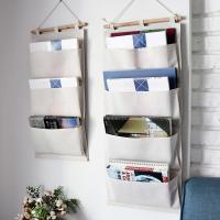 China Eco-Friendly Sublimation Cotton Linen Look Hanging Organiser With 3 Or 4 Pockets Diy Photo Printing Reusable Hanging Storage Bag For Home Wall Decor for sale