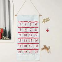 China Sublimation Cotton Linen Christmas Advent Calendar With Multiple Pockets Diy Wall-Mounted Canvas Storage Bag For Xmas Holiday Festival for sale