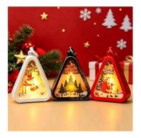China Sublimation Blank PET Christmas Lantern Double-Sided Heat-Transfer LED Night Light Triangle Design for sale