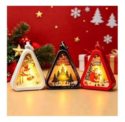 China Sublimation Blank PET Christmas Lantern Double-Sided Heat-Transfer LED Night Light Triangle Design for sale