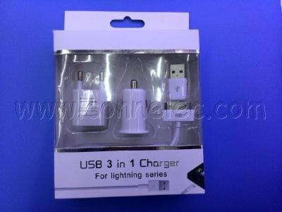 China 3 in 1 charge for Android, car charge+USB cable+adapter for Samsung for sale