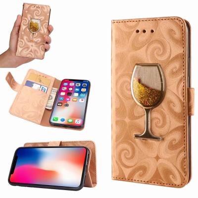 China Iphone, Samsung flowing red wine  wallet leather case, Iphone Xs Max wallet leather case,Samsung wallet leather case for sale
