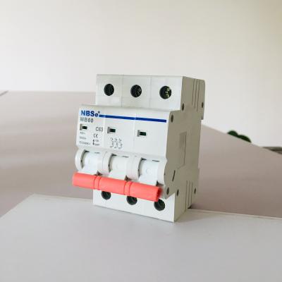China 3P 63A Micro Circuit Breaker 18mm DIN Rail Mounting Overload Protection for sale