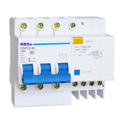 China DZ47LE 3 Pole Three Phase Rcbo Thermal Magnetic Circuit Breaker for sale