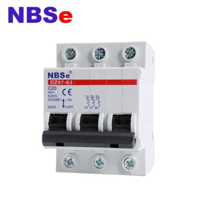 China Household Lightweight IP20 Protective 400V  DZ47-63 6000A 3 Pole Mcb for sale