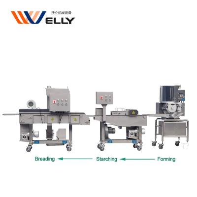 China Stainless Steel Beef Cutlet Breadcrumbs Coating Machine Hamburger Patty Forming Machine Chicken Nuggets Production Line for sale