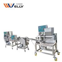 China Wholesale Price Chicken Fingers Starching Machine Chicken Nugget Form Machine Halal Burger Patty Production Line for sale
