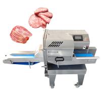 China Fully Automatic Commercial 304 Food Grade Horizontal Cook Meat Slicer Conveyor Belt Cutting Restaurant Chicken Slicing Machine for sale