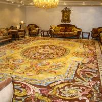 China Hotel Lobby Hall Handmade Acrylic Wool Silk Viscose Living Room Carpet with Carving for sale