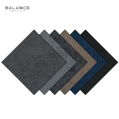 China Mulit Level Loop Pile 50x50cm or Plank Commercial Carpet Tile 100% SD Nylon Modular for sale
