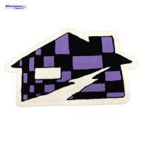 China Hotel Lobby Hall Custom Modern Abstract Rug Hand Tufted 3D Thick Acrylic Wool Logo Mat for sale