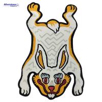 China Hotel Lobby Hall Custom Modern Abstract Rug Hand Tufted 3D Thick Acrylic Wool Logo Mat for sale