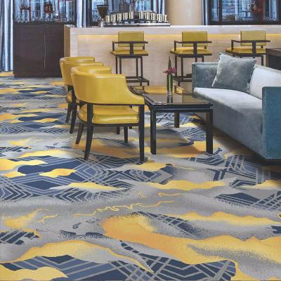 China Hotel Bathroom Nylon Printed Carpet Roll with Cut Pile and Square Hallway Pattern for sale