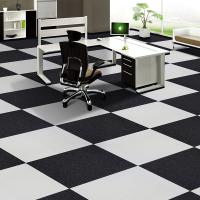 China Abstract Beijing Silverstone Acoustic Black White Carpet Tiles Woven Cut Pile Square Carpet Bedroom Outdoor Door Golf Prayer PP Material for sale