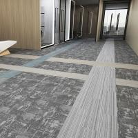 China Custom Puzzle Fireproof Plain Striped Jacquard Design Cushioned PP Material Carpet Tile for sale