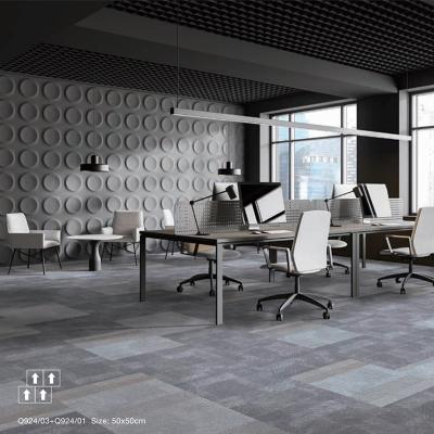 China Commercial Office Hotel Flooring Washable Modern Geometric Nylon PE Backed Carpet Tiles for sale