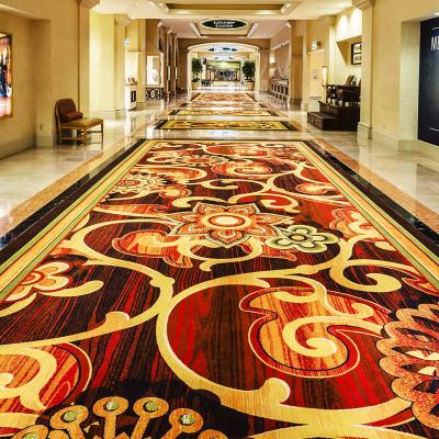 China Customized Color Puzzle Pattern Axminster Hotel Flooring Carpeting in Yellow and Red for sale