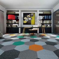 China Modern 50x50 Hexagon Nylon Carpet Tile in 40 Colors Perfect for Offices and Hotels for sale