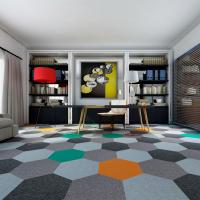 China 550g/sqm Pile Weight Office Hexagon Shape Nylon Decorative Carpet Tiles for Flooring for sale