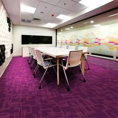 China Non woven back purple carpet tile commercial and square shape with beautiful pattern for sale