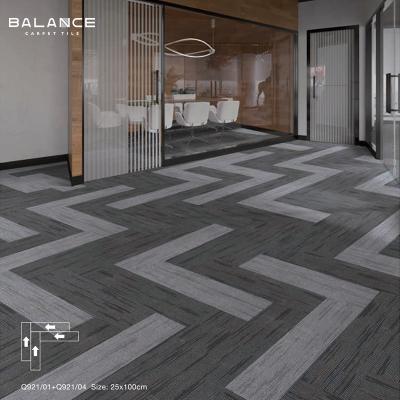 China 460g/sqm Pile Weight Commercial Room PVC Backing Floor Carpet Tiles for Office Usage for sale