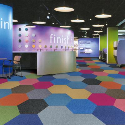 China Plain Hexagon Floor Kindergarten Carpet Tiles with Medium Pile Height and Modular Design for sale