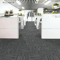 China Gray Striped PVC Backing Carpet Tiles 50x50 Square Construction Mulit Level Loop Pile for sale