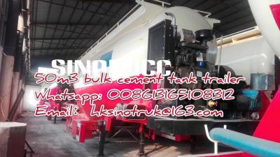 China Tri-axle 50m3 Bulk Cement Trailer Truck Trailer- SINOMICC semi trailer ,green color white color ,3 axle for sale