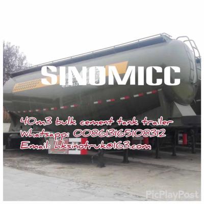 China 3 axle 40m3 Bulk Cement Trailer semi Trailer- SINOMICC semi trailer ,green color , 10 units for sale