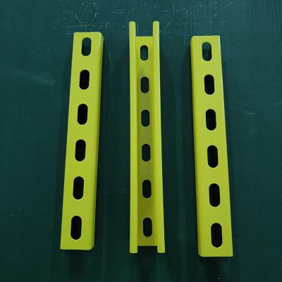 China Yellow Powder Coated Slotted C Steel Channel For Solar Bracket Support System for sale
