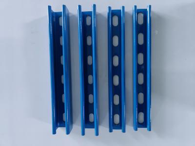China Unistrut Channels Blue Powder Coated Slotted C Steel Channel with Pre Punched Slots for Assembly of Bracket and Support Systems for sale