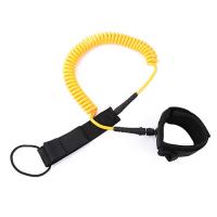 China Bright Yellow SUP Coiled Leash 8mm TPU Surfboard Safety Harness 1.4m Extended for sale
