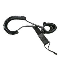 China Pure Black Surfboard Leg Rope 7mm Coiled Leash 1.5m Long Stainless Steel Swivels for sale