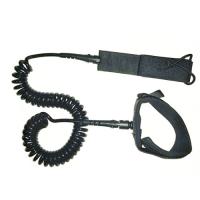 China Pure Black Surfboard Leg Rope 7mm Coiled Leash 1.5m Long Stainless Steel Swivels for sale