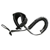 China Pure Black Surfboard Leg Rope 7mm Coiled Leash 1.5m Long Stainless Steel Swivels for sale