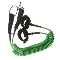 China 10 Feet Security Surboard Surf Coiled Leash PU With Wristband / Rope Loop for sale
