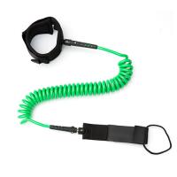 China 10 Feet Security Surboard Surf Coiled Leash PU With Wristband / Rope Loop for sale