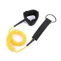 China Bright Yellow SUP Coiled Leash 8mm TPU Surfboard Safety Harness 1.4m Extended for sale
