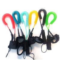 China Strong Colorful Coiled SUP Leash 10 inch with Stainless Steel Swivels 7mm TPU Cord for sale