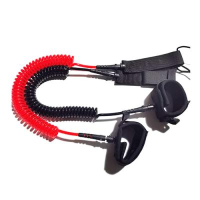 China 10ft Stretchable Coiled SUP Leash 7mm PU Cord Stainless Steel Hardware for sale