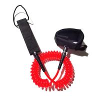 China 10ft Stretchable Coiled SUP Leash 7mm PU Cord Stainless Steel Hardware for sale