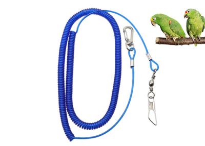 China 5m Clear Blue Bird Safety Coiled Rope Spring Steel Wire Parrot Flying Leash 1.8mm for sale