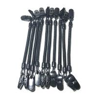 China Black Flexible Coiled Lanyard Cord Double Plastic Alligator Clips for sale