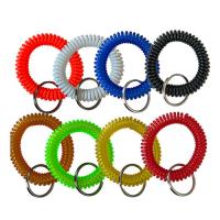 China TPU Coated Spring Wrist Coil Key Chains 80cm Extended Length 2.3mm Cord Diameter for sale